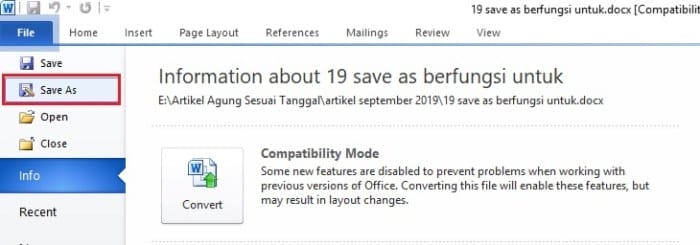 Fungsi Save As: Menyimpan File Dengan Nama Dan Format Baru - PULUNG.NET